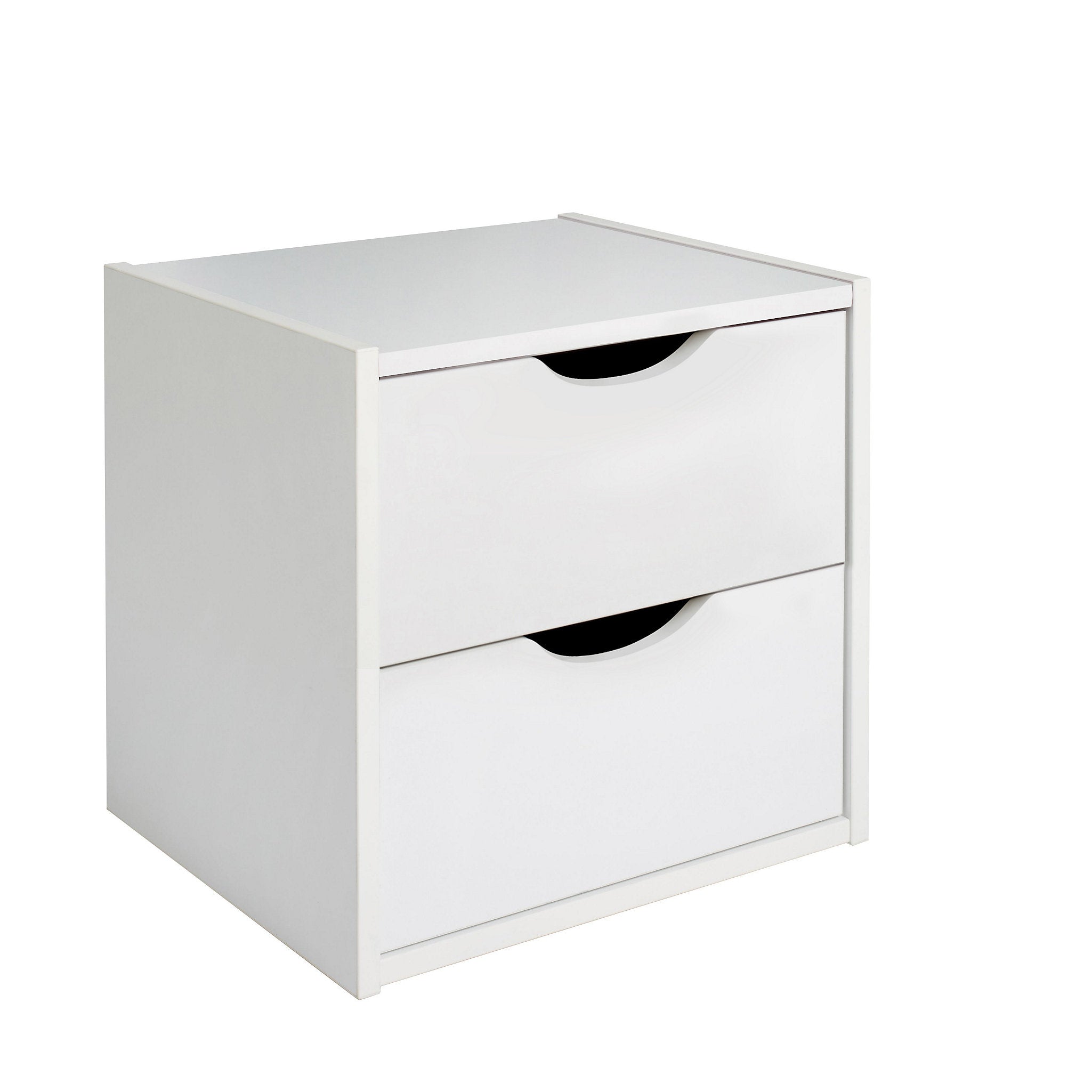 Hartnett Matt soft white 2 Drawer Bedside table (H)435mm (W)450mm (D)3